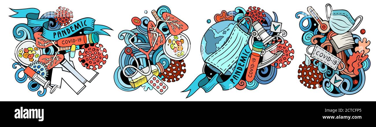 Epidemic cartoon vector doodle designs set Stock Vector Image & Art - Alamy