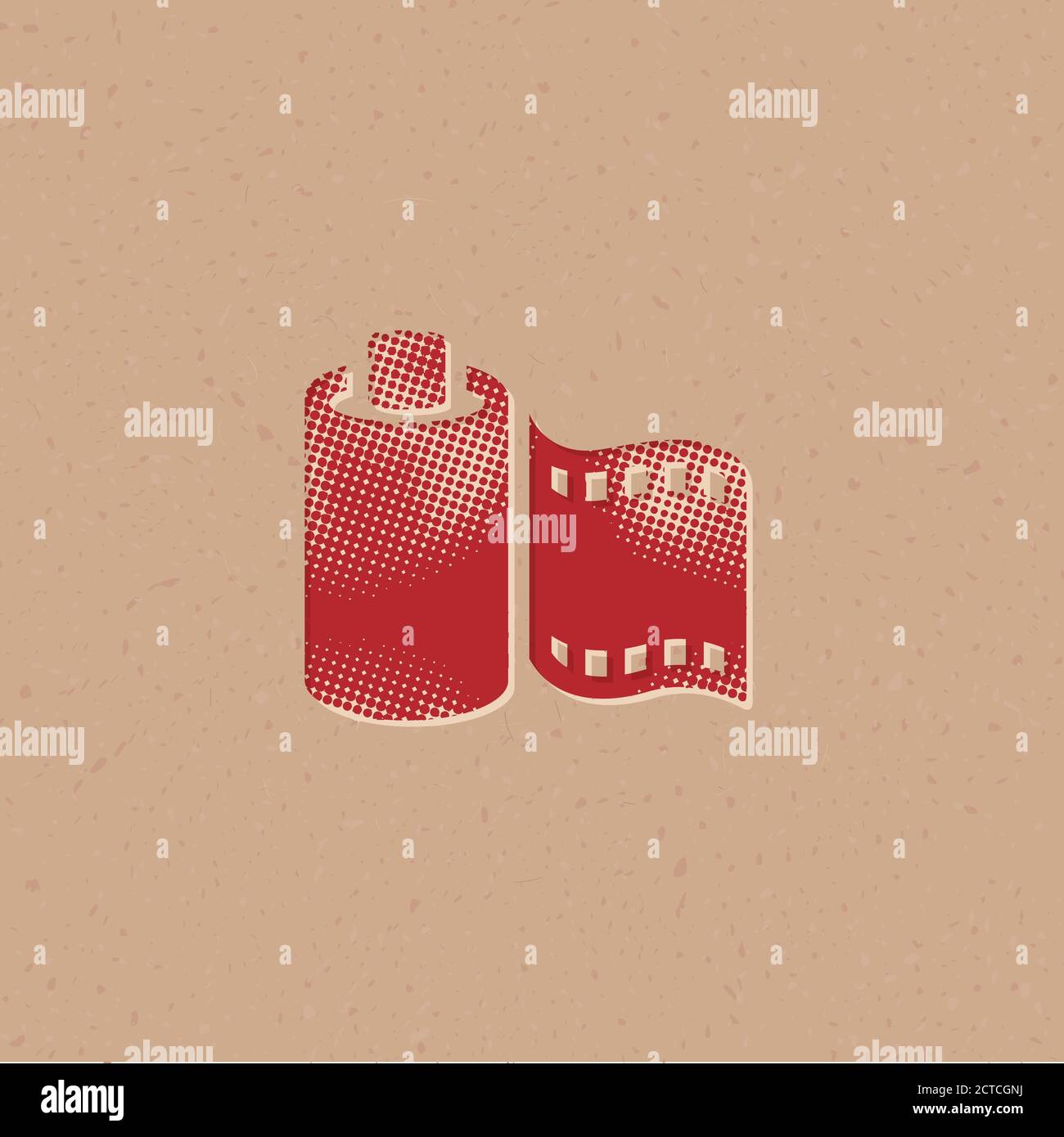 Photographic film icon in halftone style. Grunge background vector ...