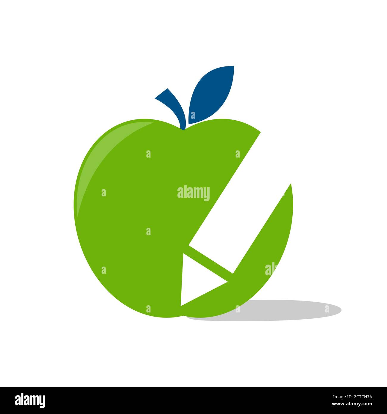 Green Apple icon with pen symbol in negative space isolated on white ...