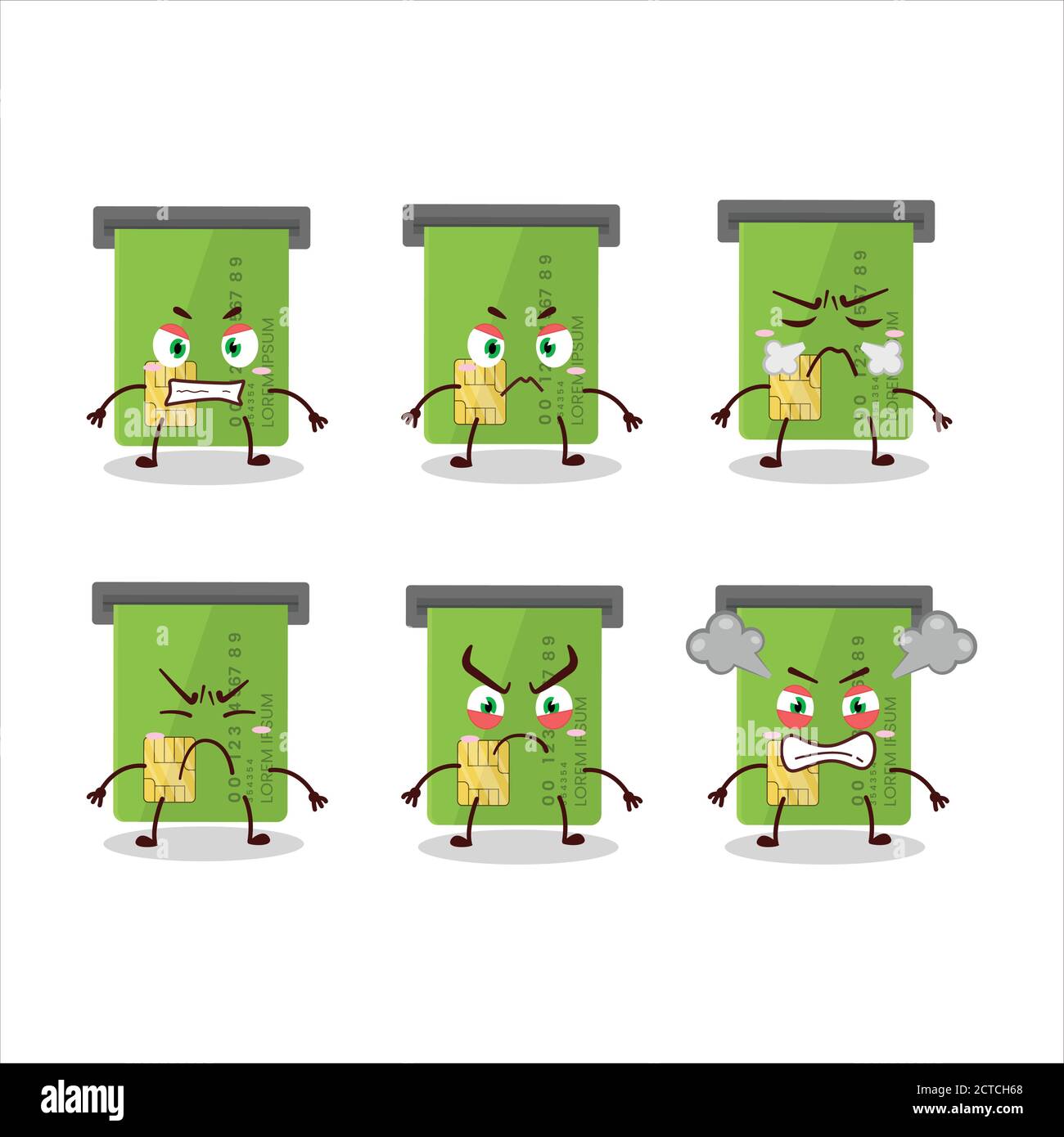 ATM card slot cartoon character with various angry expressions Stock ...