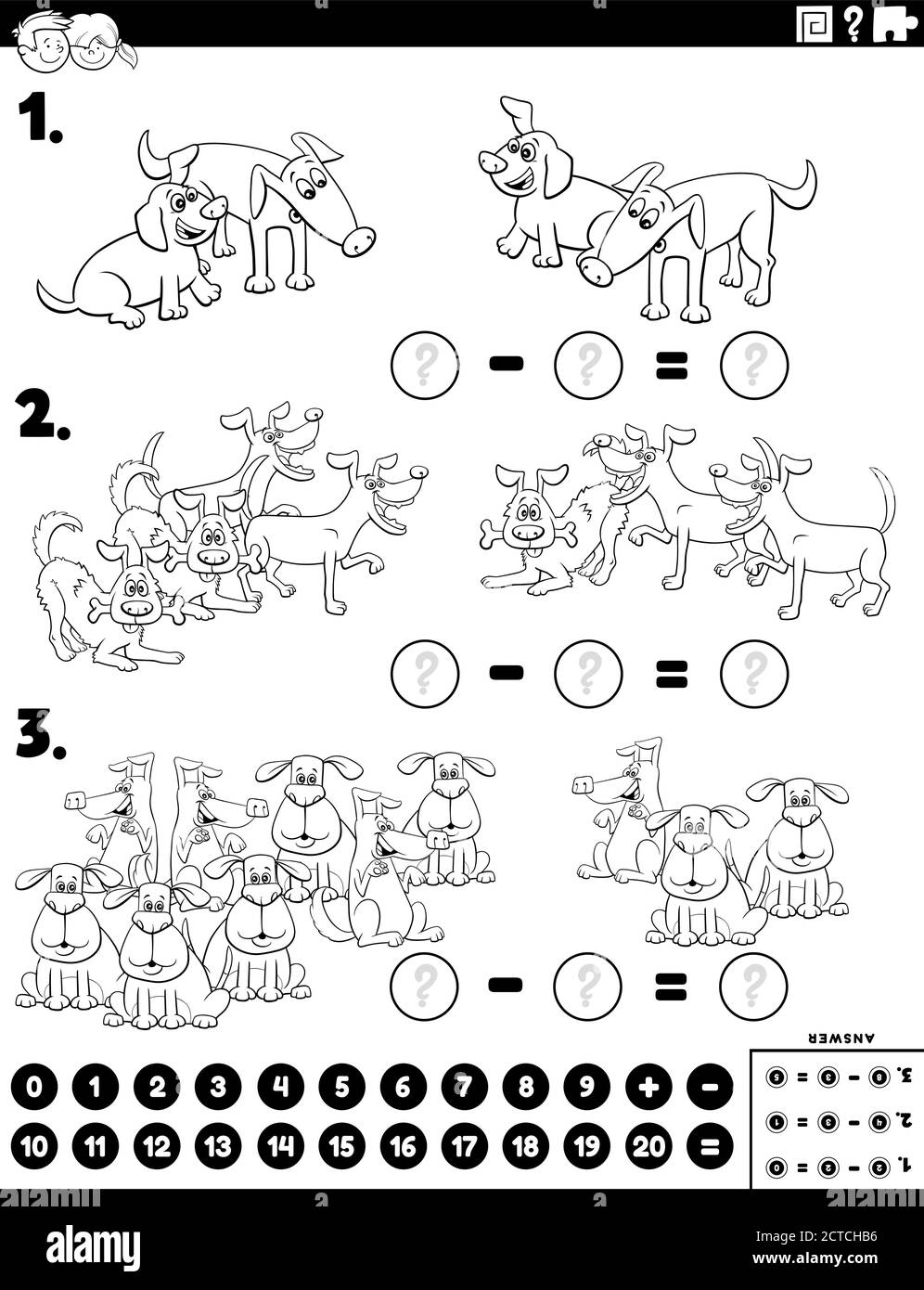 Black and White Cartoon Illustration of Educational Mathematical ...