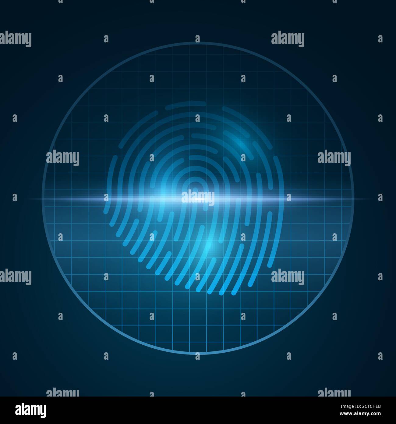 Fingerprint high-tech for computer system security with grid. Scan padlock. Scanner for touch ...