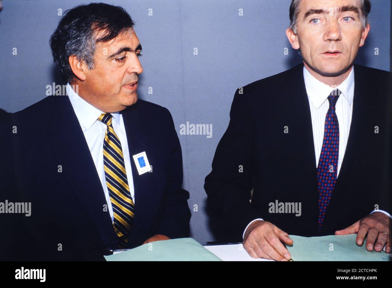 Philippe Seguin and Charles Millon attend Rally of the RPR renovators ...