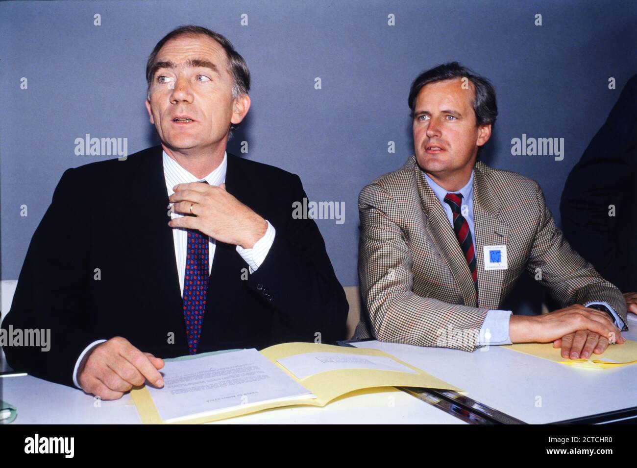 Charles Millon and Michel Barnier attend Rally of the RPR renovators ...