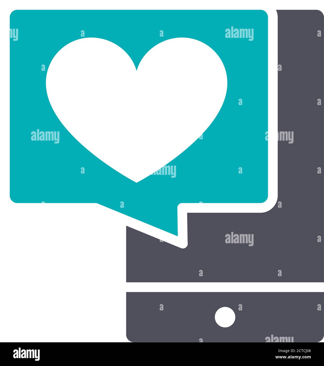 Smartphone with heart colored icon. Customer review, love message ...