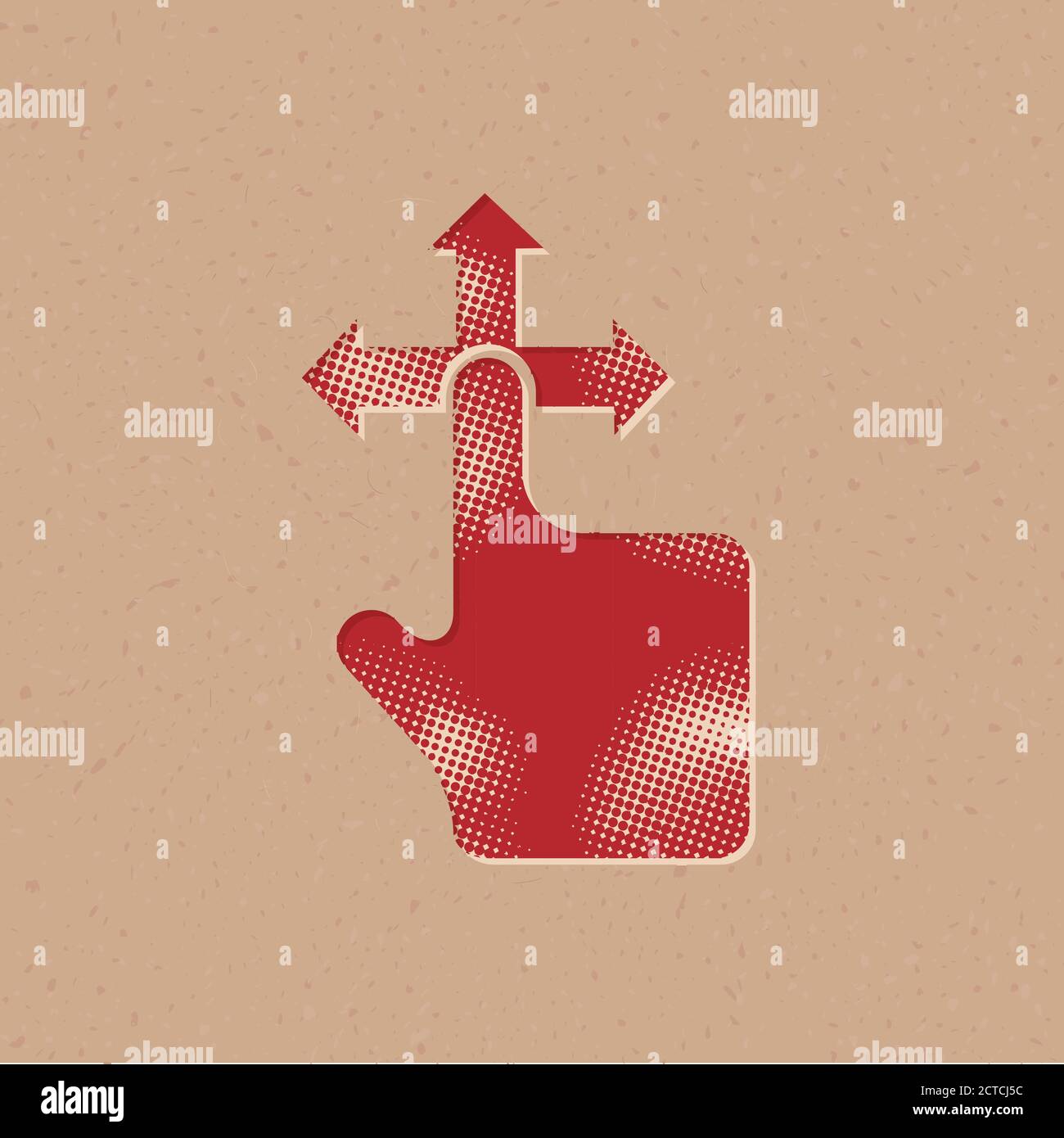 Finger gesture icon in halftone style. Grunge background vector ...