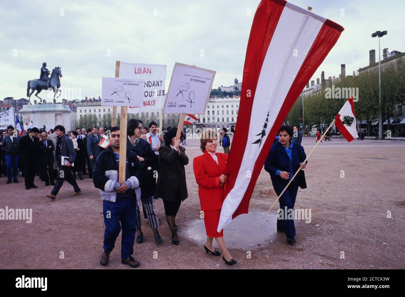 Protesters support Lebanon, Lyon, 1989 Stock Photo - Alamy