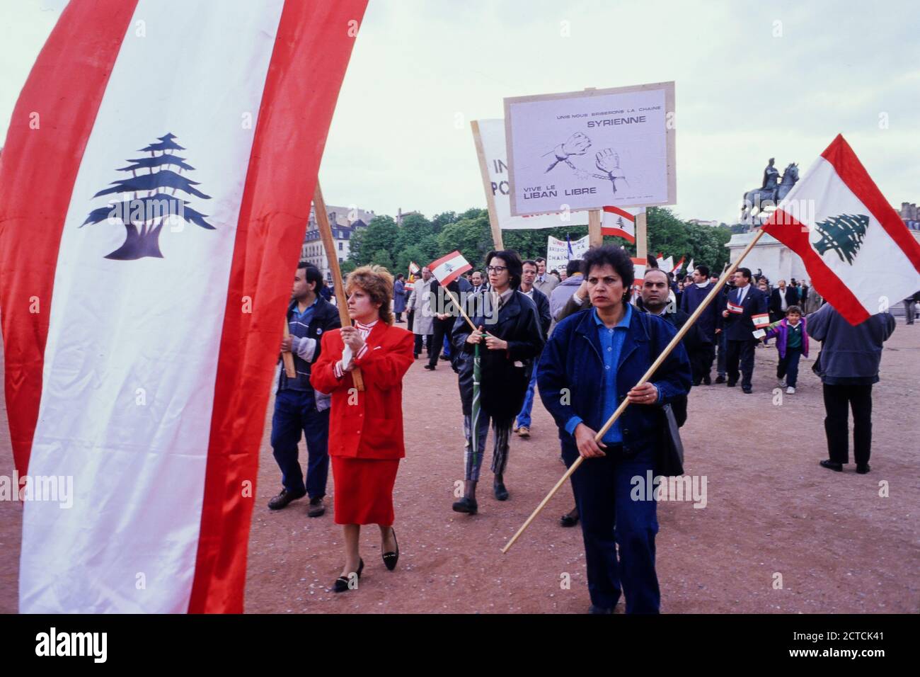 Protesters support Lebanon, Lyon, 1989 Stock Photo - Alamy