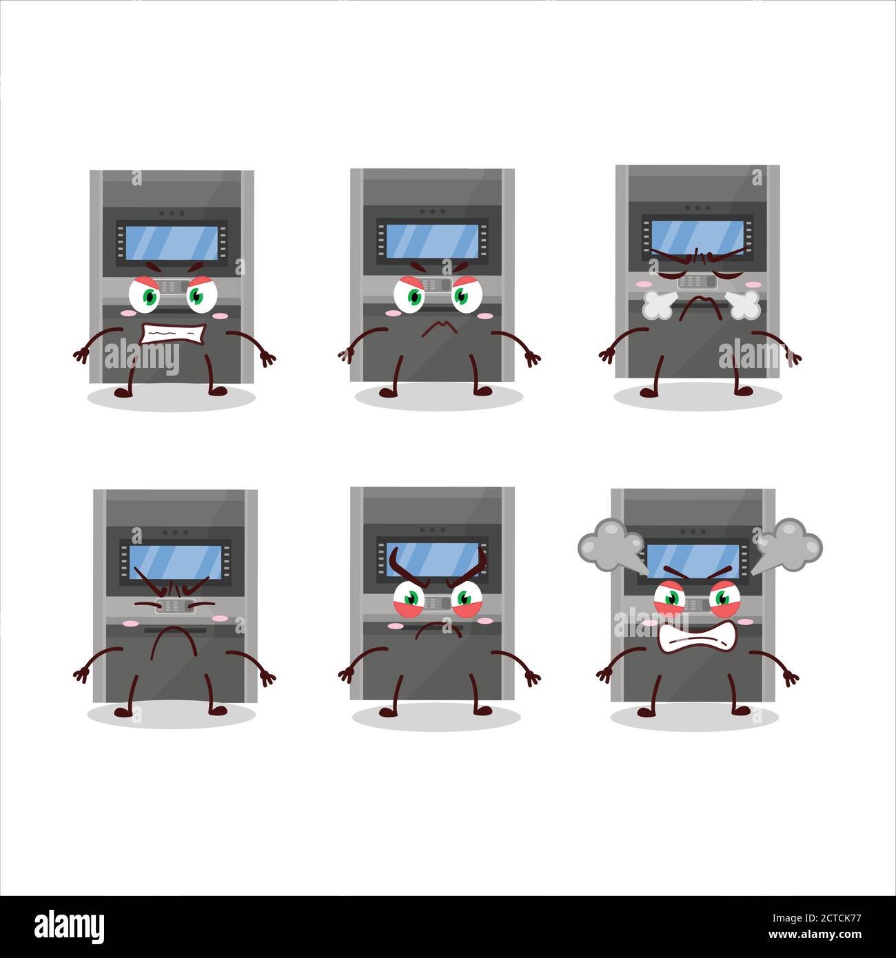 Atm machine cartoon character with various angry expressions Stock ...