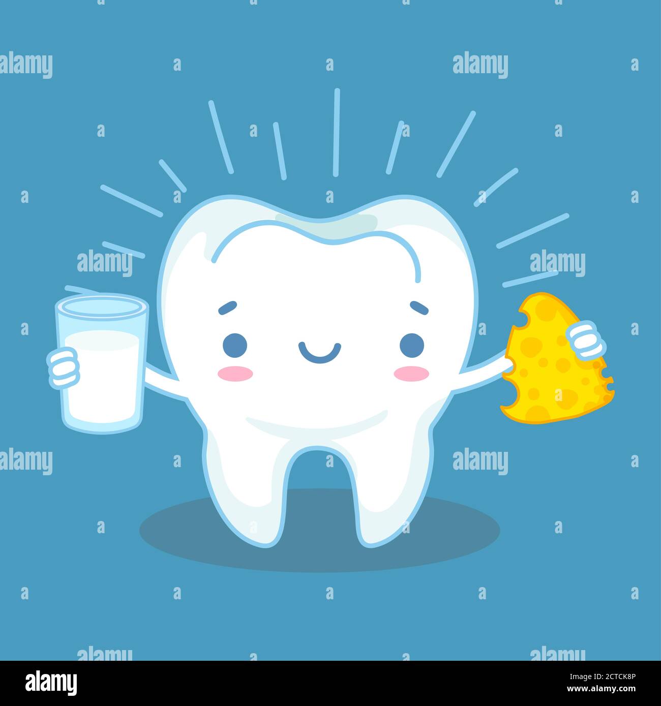 Teeth and calcium. Healthy tooth and milk products with high calcium ...