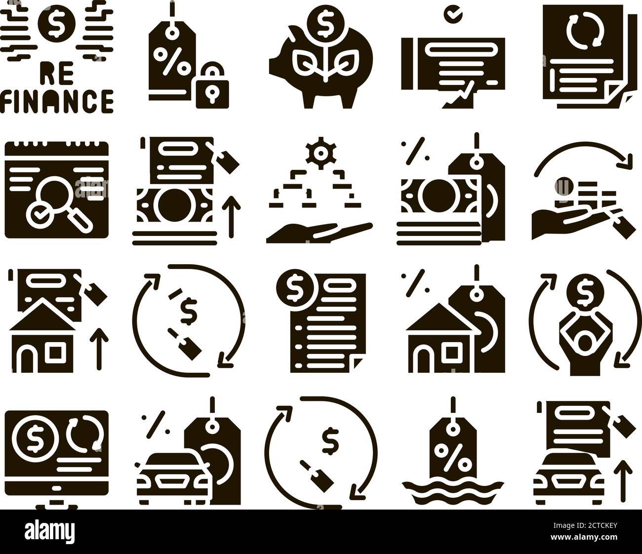 Refinance Financial Glyph Set Vector Stock Vector Image & Art - Alamy
