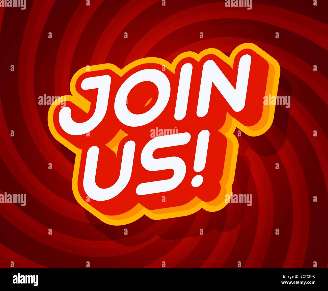 join us red and yellow text effect template with 3d type style and ...