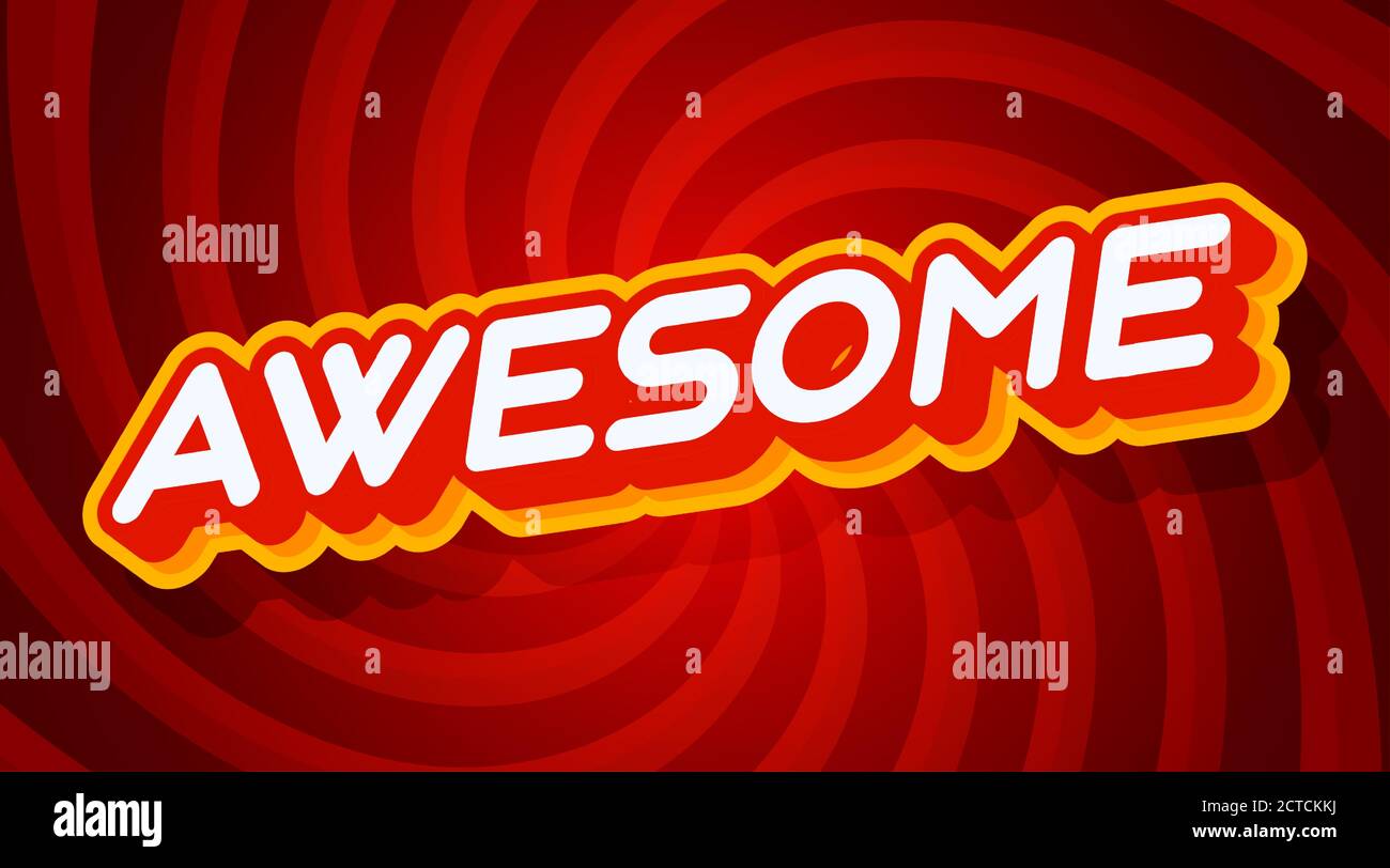 Awesome red and yellow text effect template with 3d type style and ...