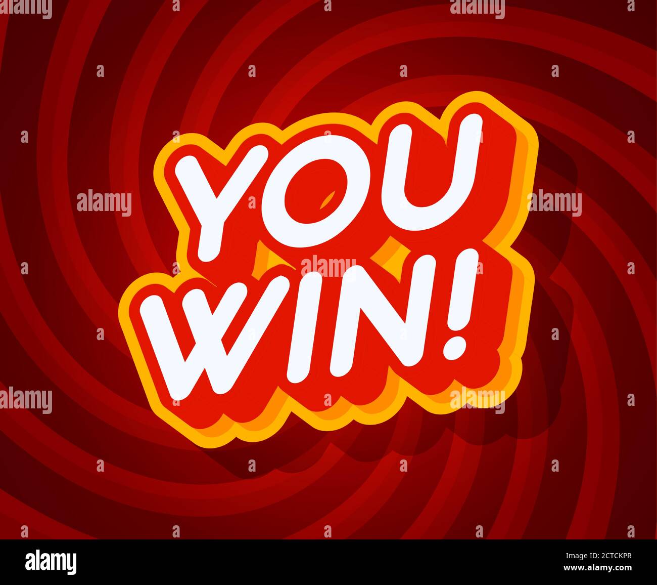 You win red and yellow text effect template with 3d type style and ...