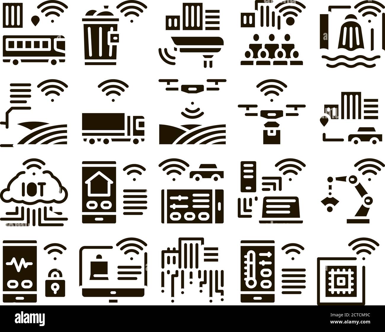 Internet Of Things Glyph Set Vector Stock Vector Image & Art - Alamy