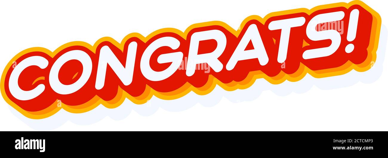 Congrats red and yellow text effect template with 3d type style ...