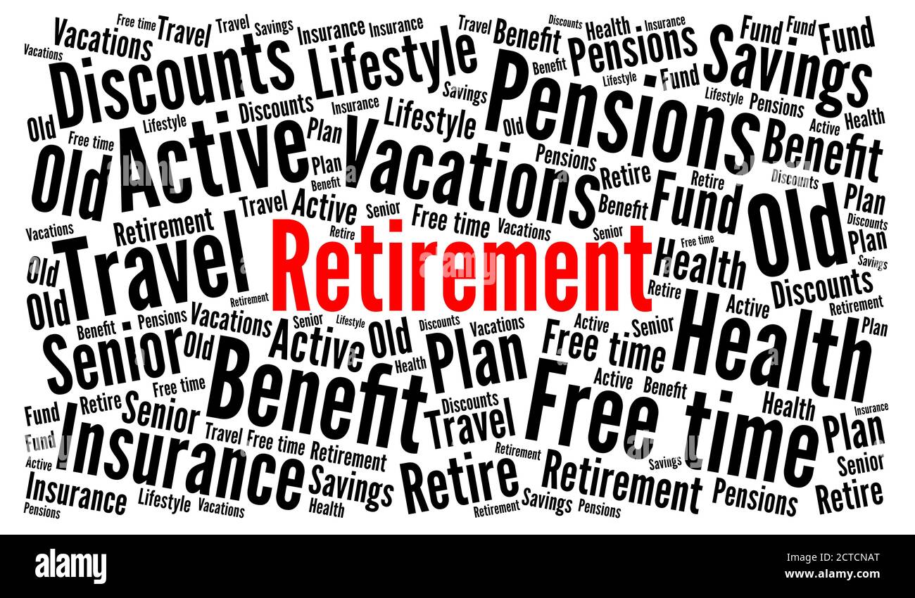 Retirement word cloud concept Stock Photo - Alamy