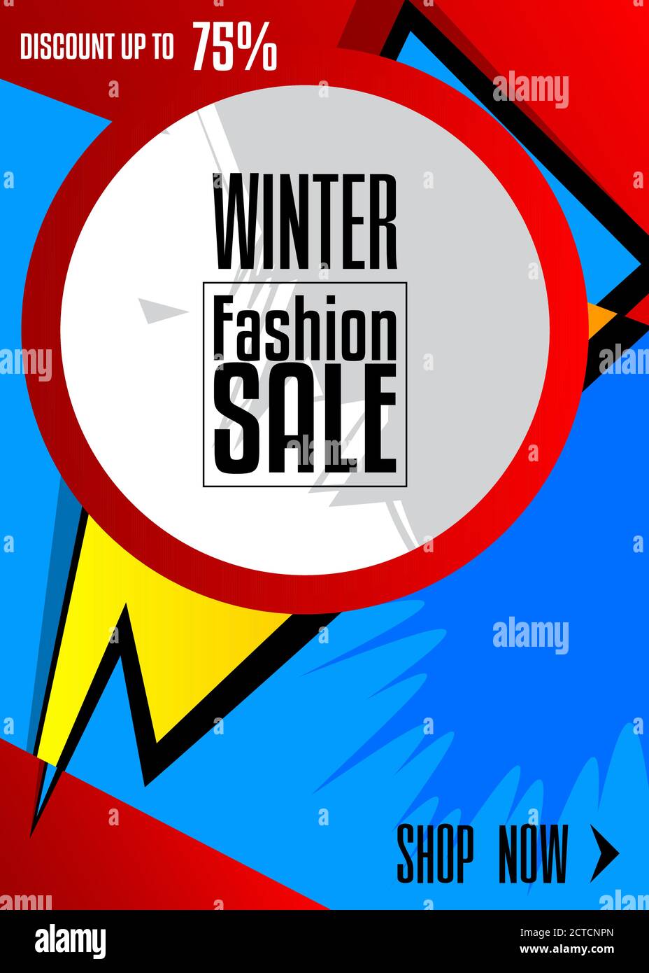 Comic book winter sale social media post desig. Cartoon colored poster ...