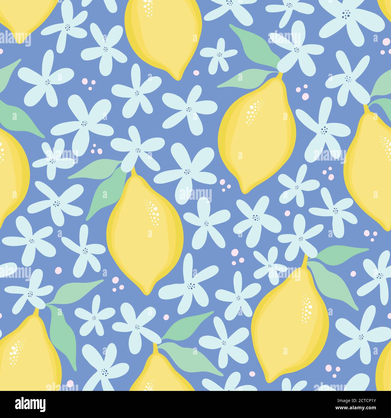 Lemon pattern design with flowers. Vector seamless repeat Stock Vector ...