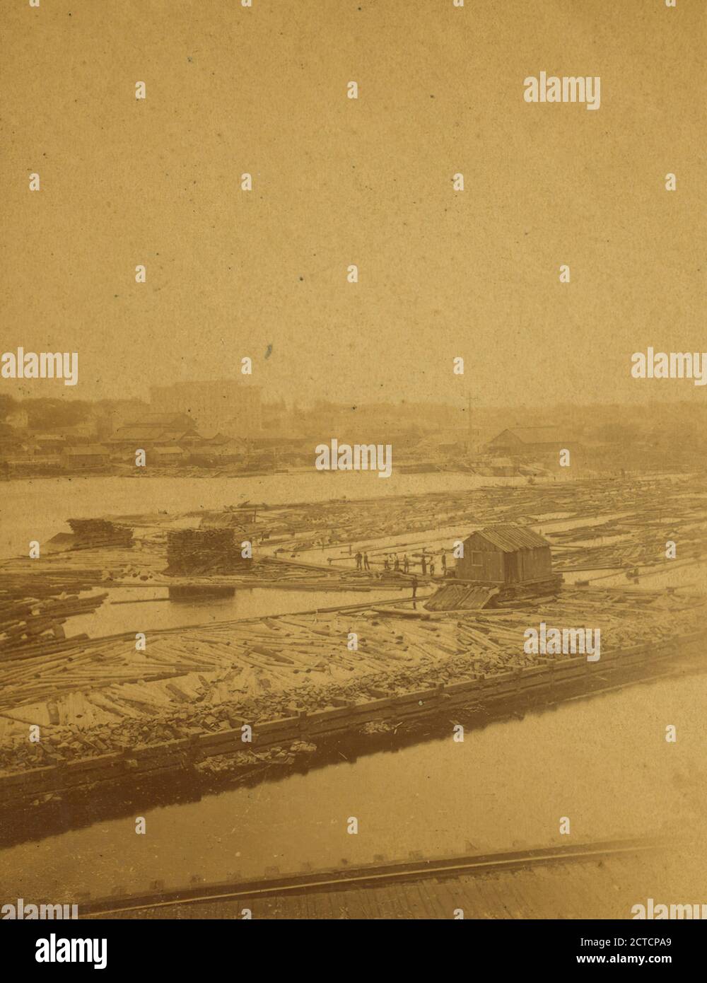 Log boom, Pioneers' saw mill, Minneapolis, Minn., Minnesota ...