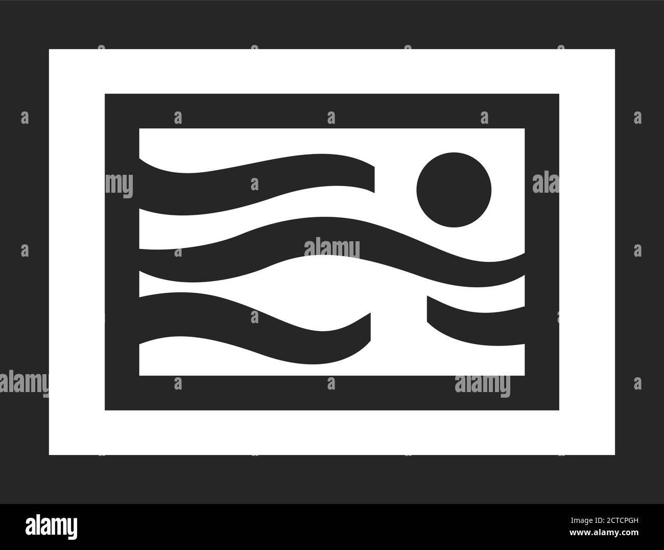 Painting frame icon in thick outline style. Black and white monochrome ...