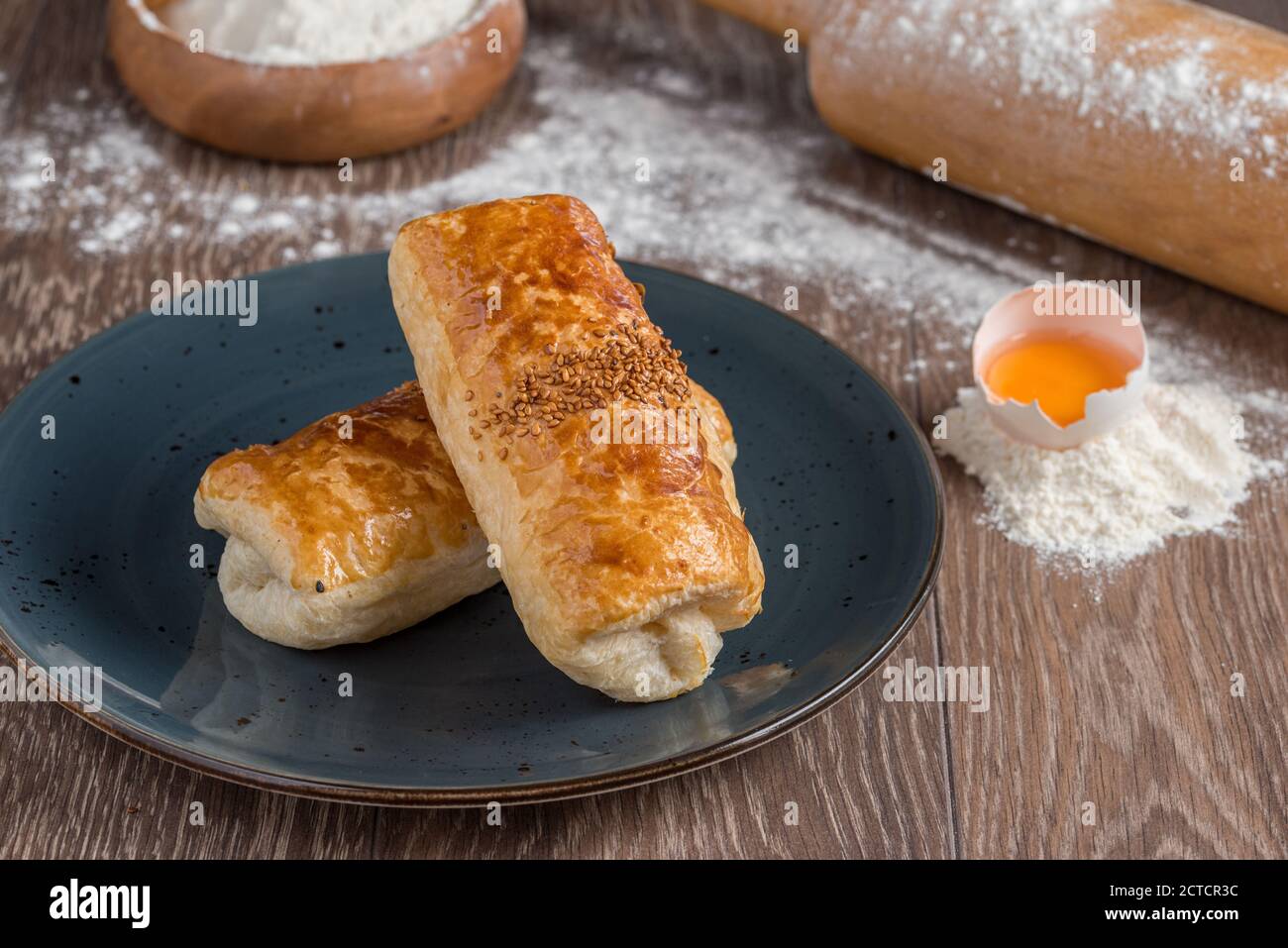 Traditional Turkish Borek or Turkish pastry with minced meat, cheese ...