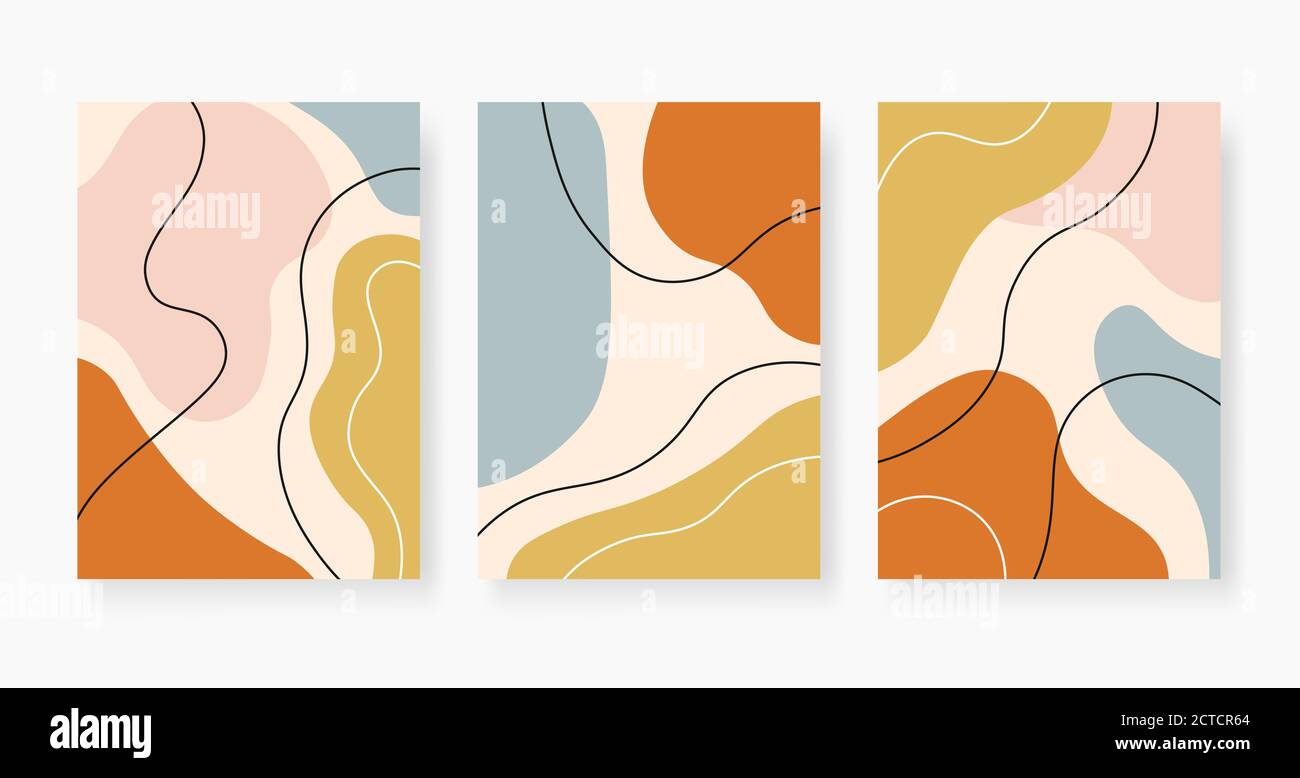 Organic abstract shapes. Pastel colored random paint stains collage ...