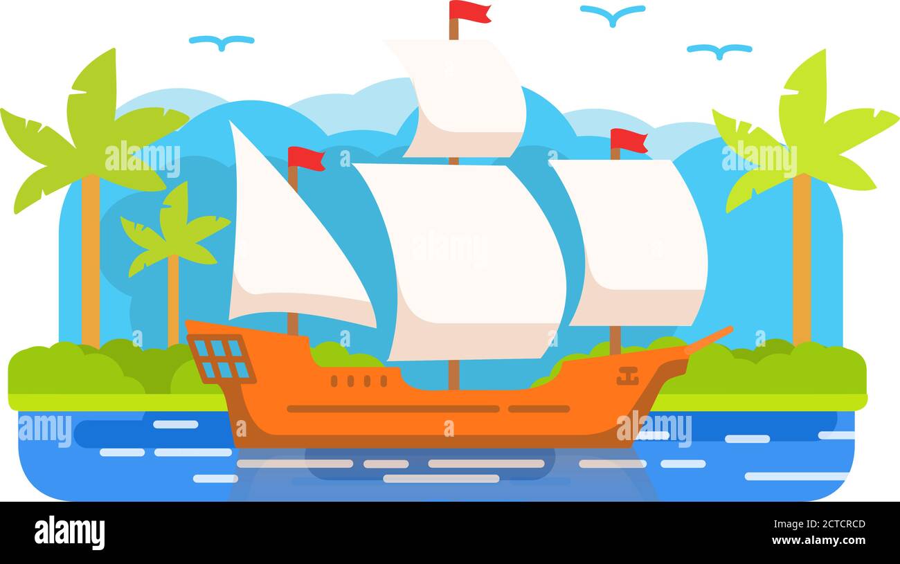 Island landscape flag Cut Out Stock Images & Pictures - Alamy