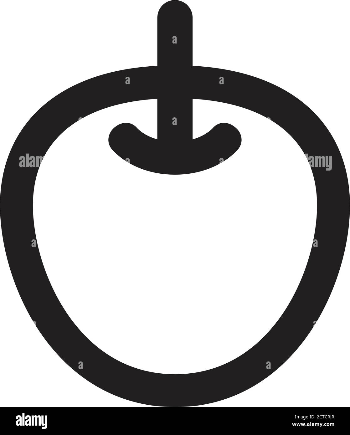 Apple icon in thick outline style. Black and white monochrome vector ...