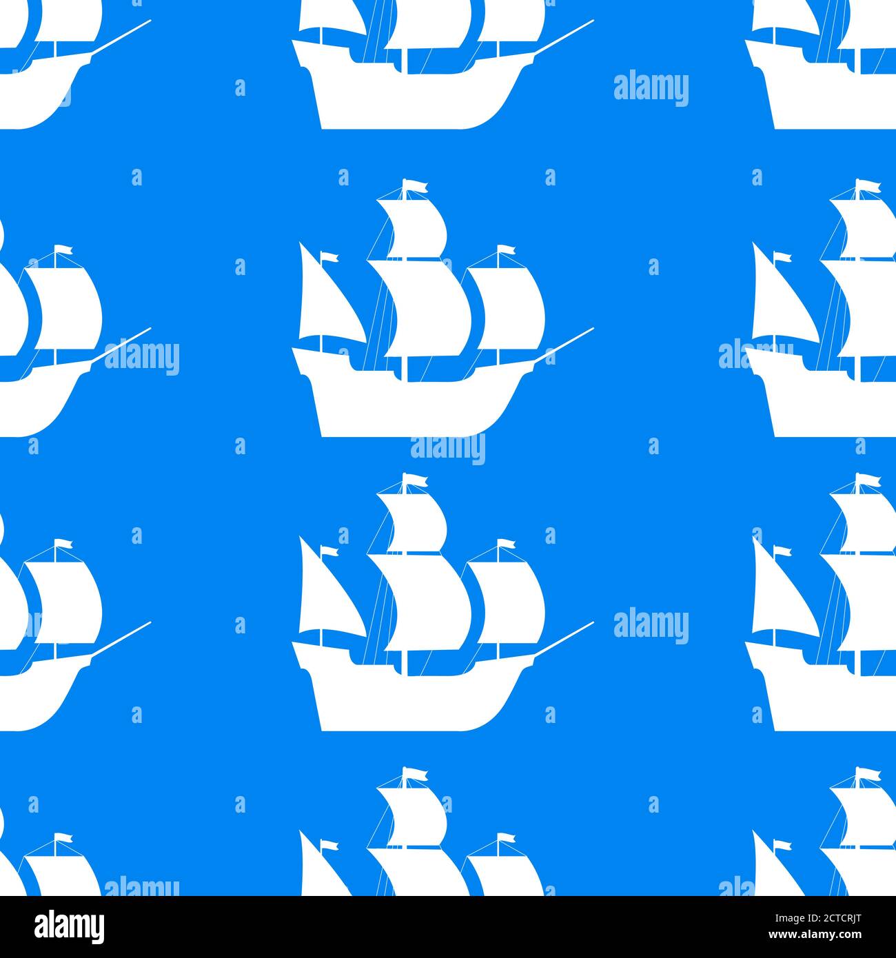 Seamless pattern with the ships sailing. Flat illustration vector Stock ...