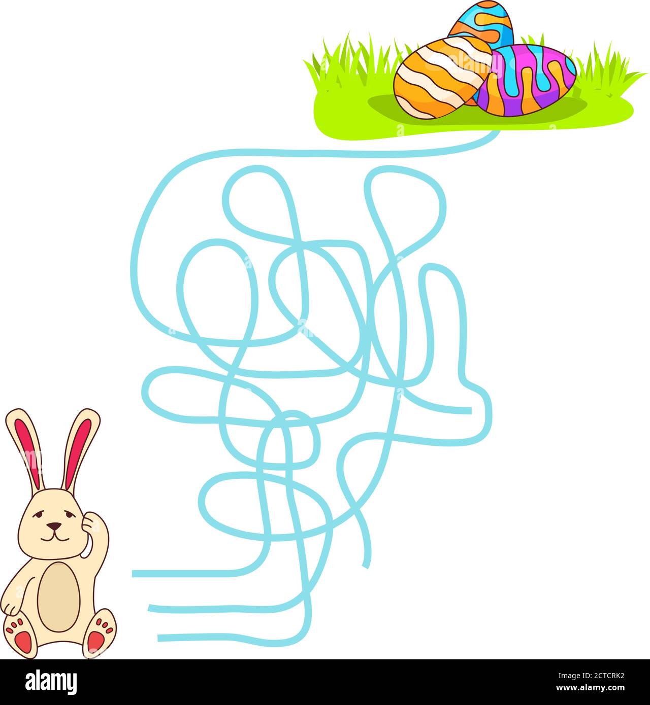 Maze game, education game for children.The easter rabbit looks for eggs ...
