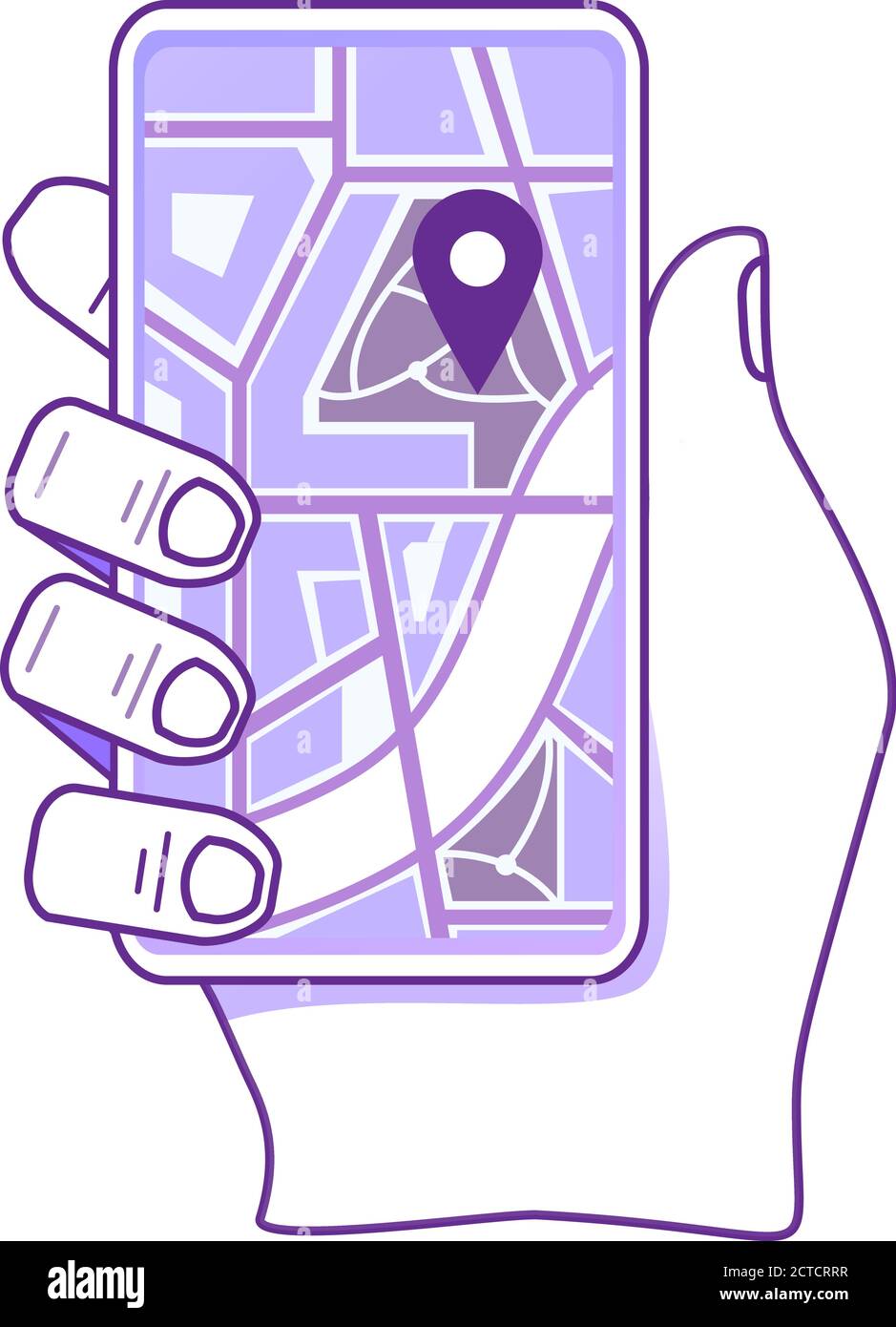 Hand holding smartphone with map on screen. Concept of mobile city ...