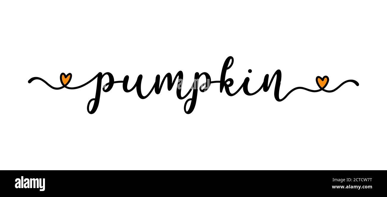 Hand sketched Pumpkin word as banner. Lettering for poster, label ...