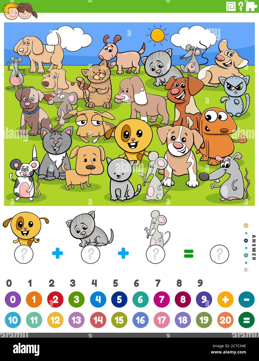 Cartoon Illustration of Educational Mathematical Counting and Addition ...