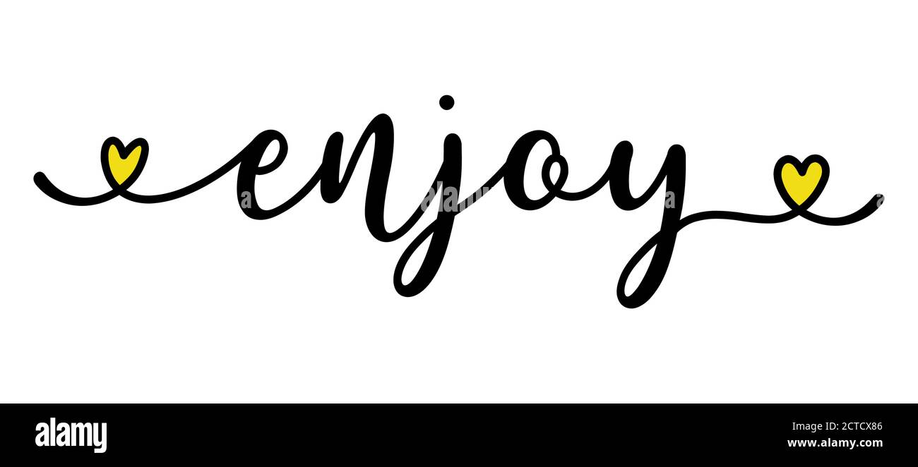 Hand sketched ENJOY word as banner. Lettering for poster, label ...