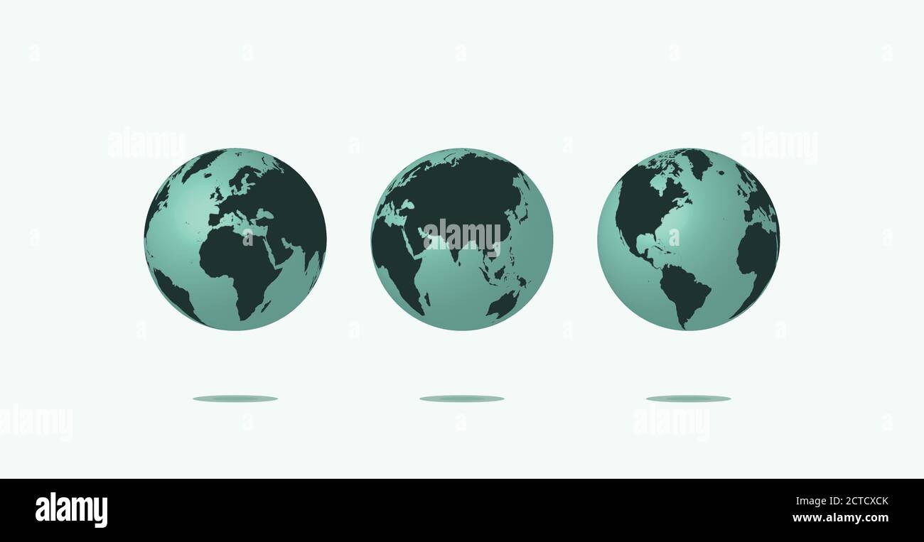 Symbols and icons. Earth globe collection. 3D earth globes with world ...