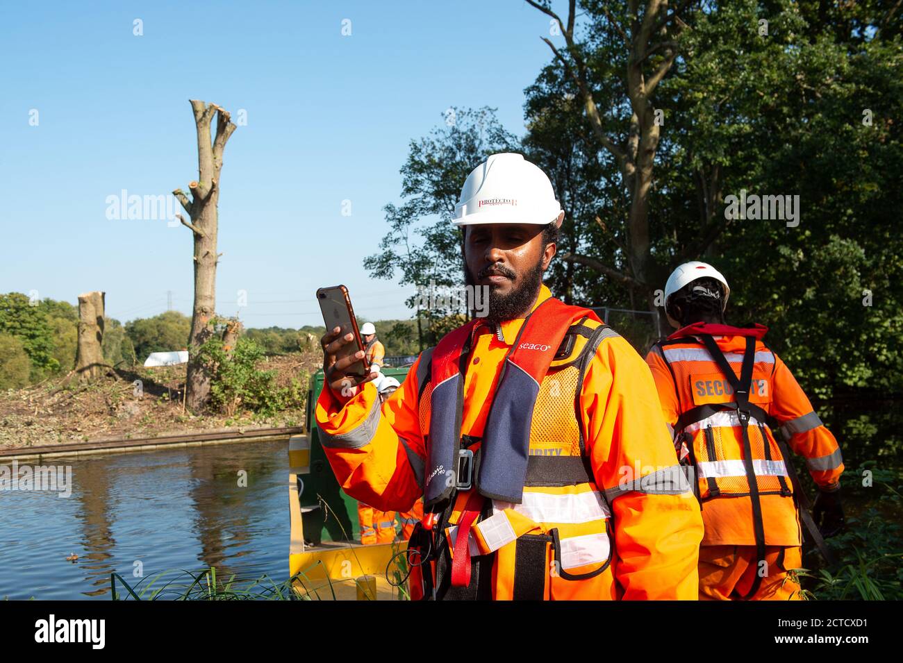 Harefield, Middlesex, UK. 21st September, 2020. Stop HS2 tree ...