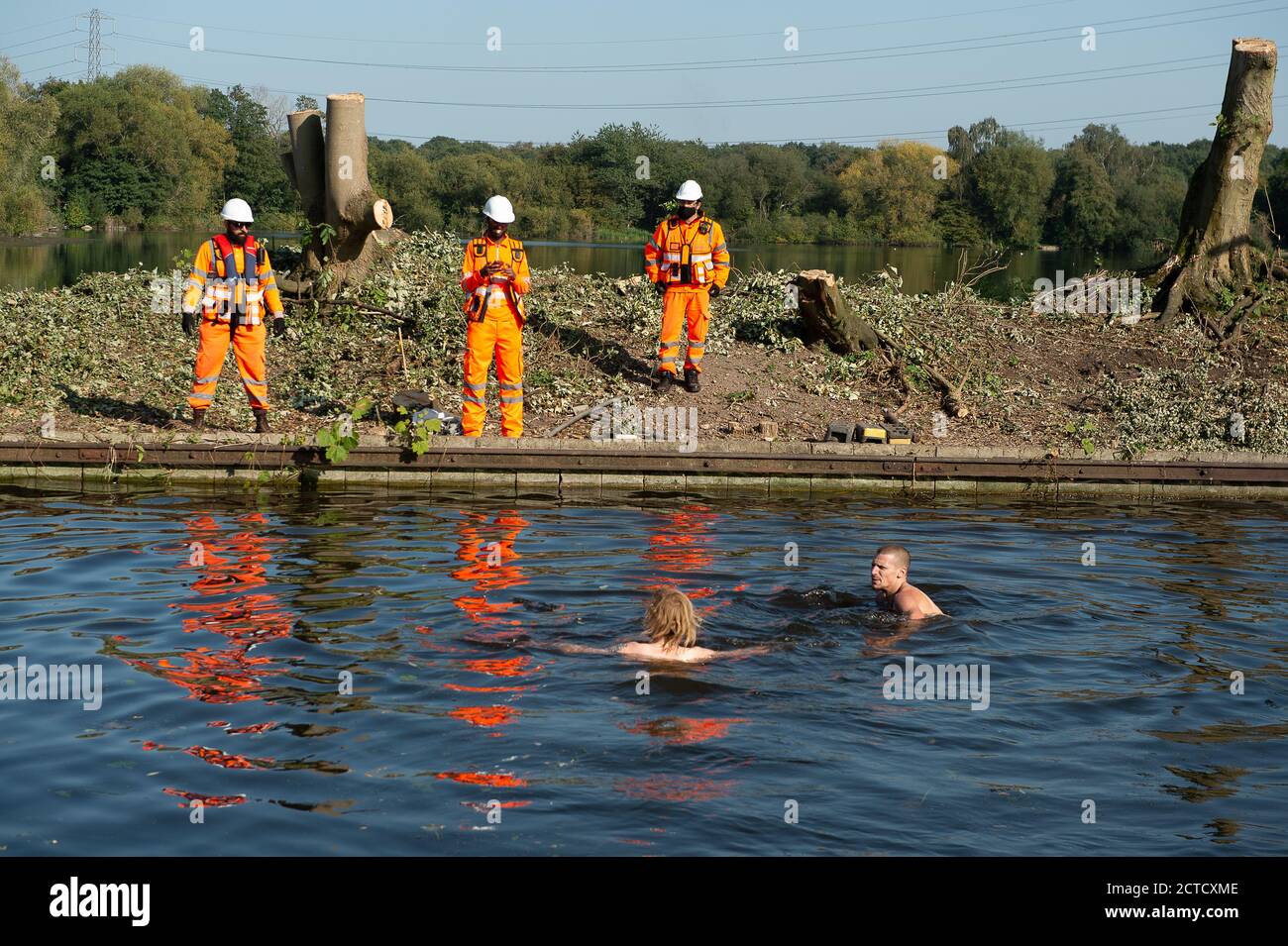 Harefield, Middlesex, UK. 21st September, 2020. Stop HS2 tree ...