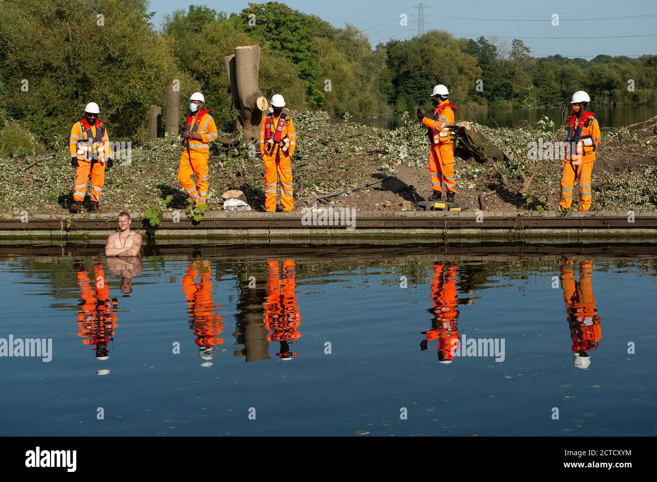 Harefield, Middlesex, UK. 21st September, 2020. Stop HS2 tree ...
