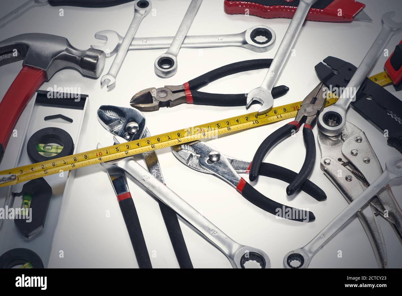 Close up tools on white background. isolated Stock Photo - Alamy
