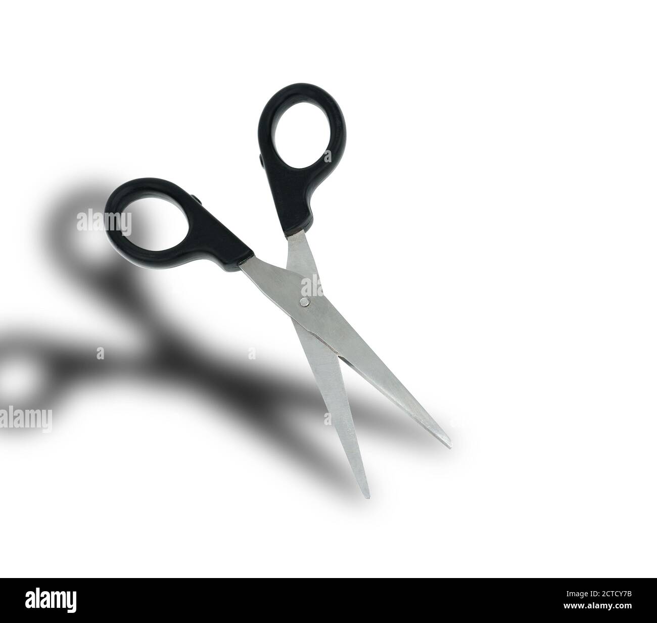scissors with black pen and shadow on a white background Stock Photo ...