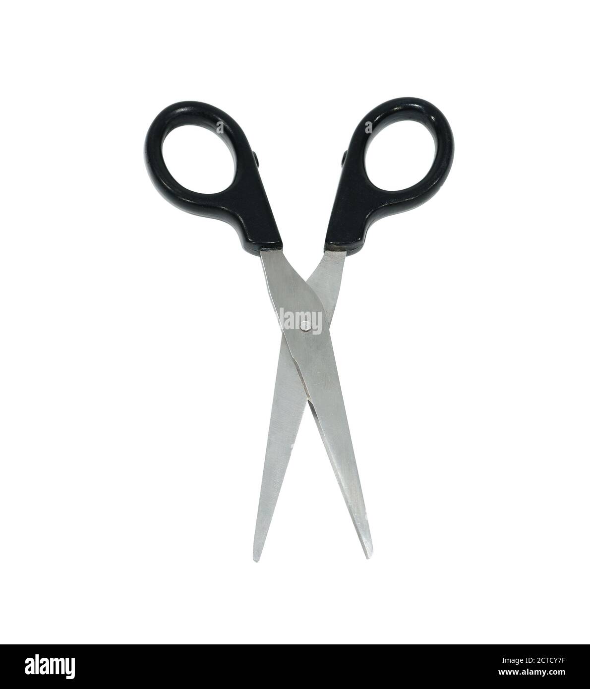 scissors with a black handle on a white background Stock Photo - Alamy