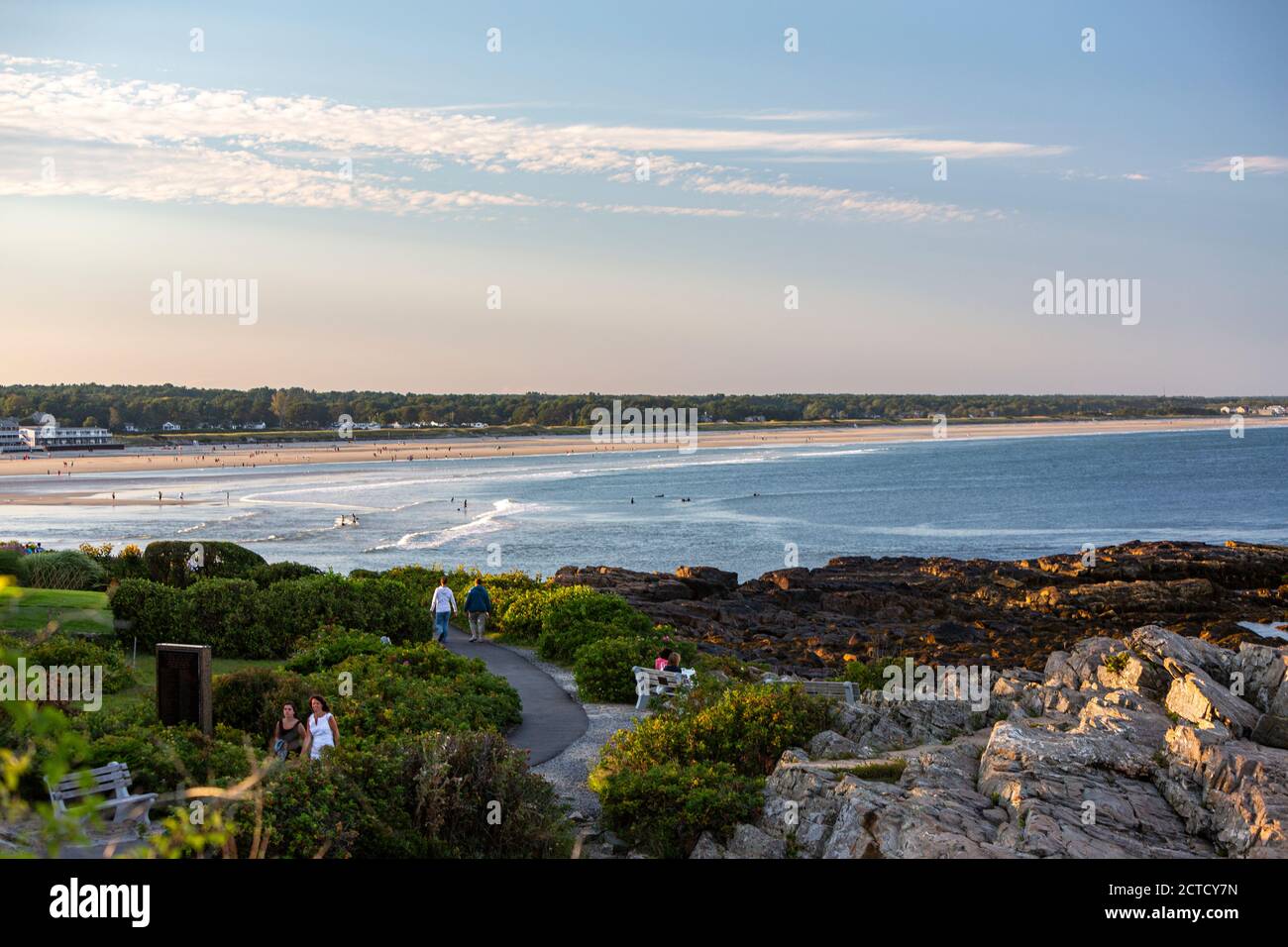 People walking along Marginal Way, Ogunquit Beach, Ogunquit, Maine, USA ...