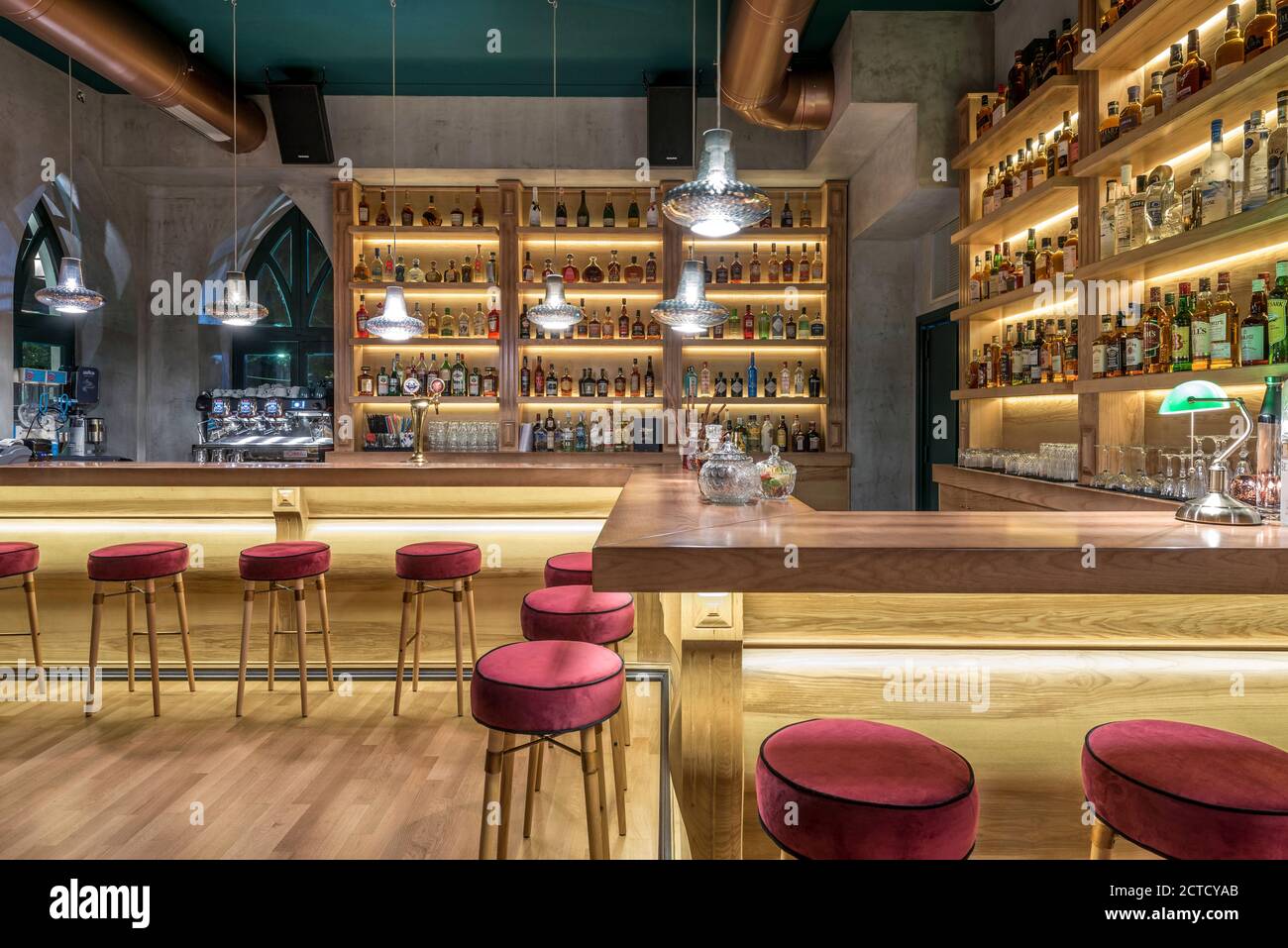 Interior view of preserved historic landmark Pyrgos Cafe Bar in Aigio ...