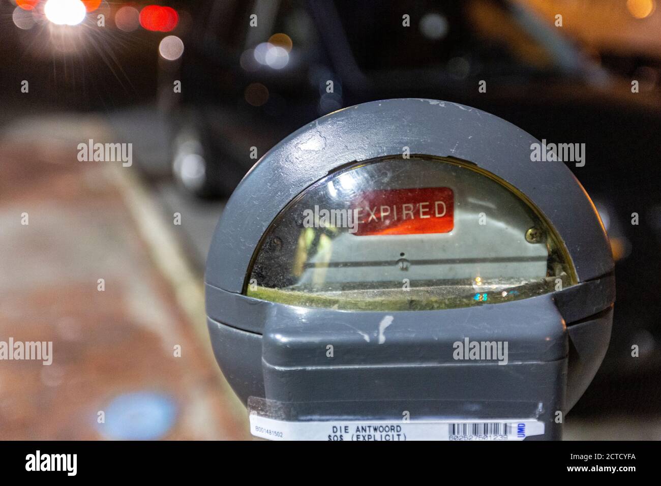 Expired parking meter in Portland at night, Maine, USA Stock Photo - Alamy