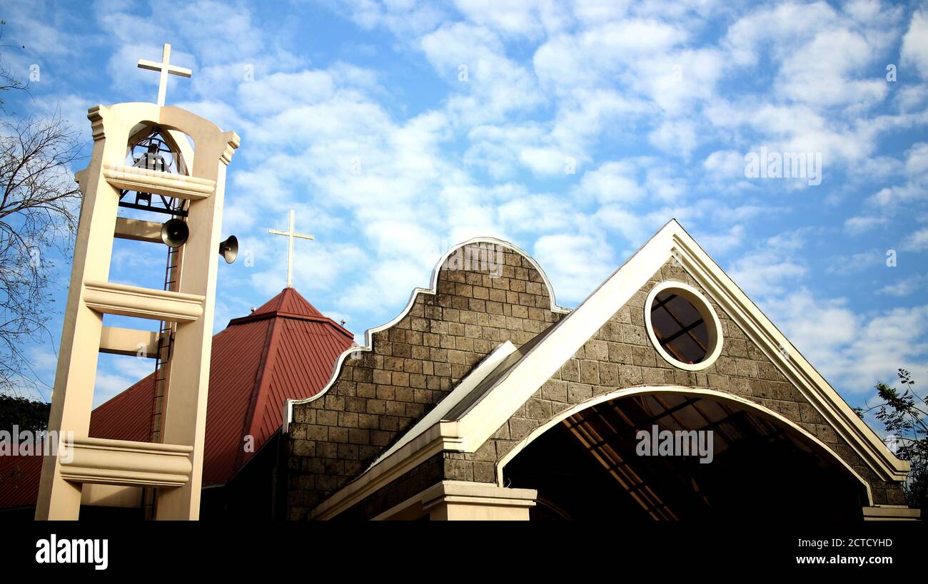 The old Catholic Church outside in philippines Stock Photo - Alamy