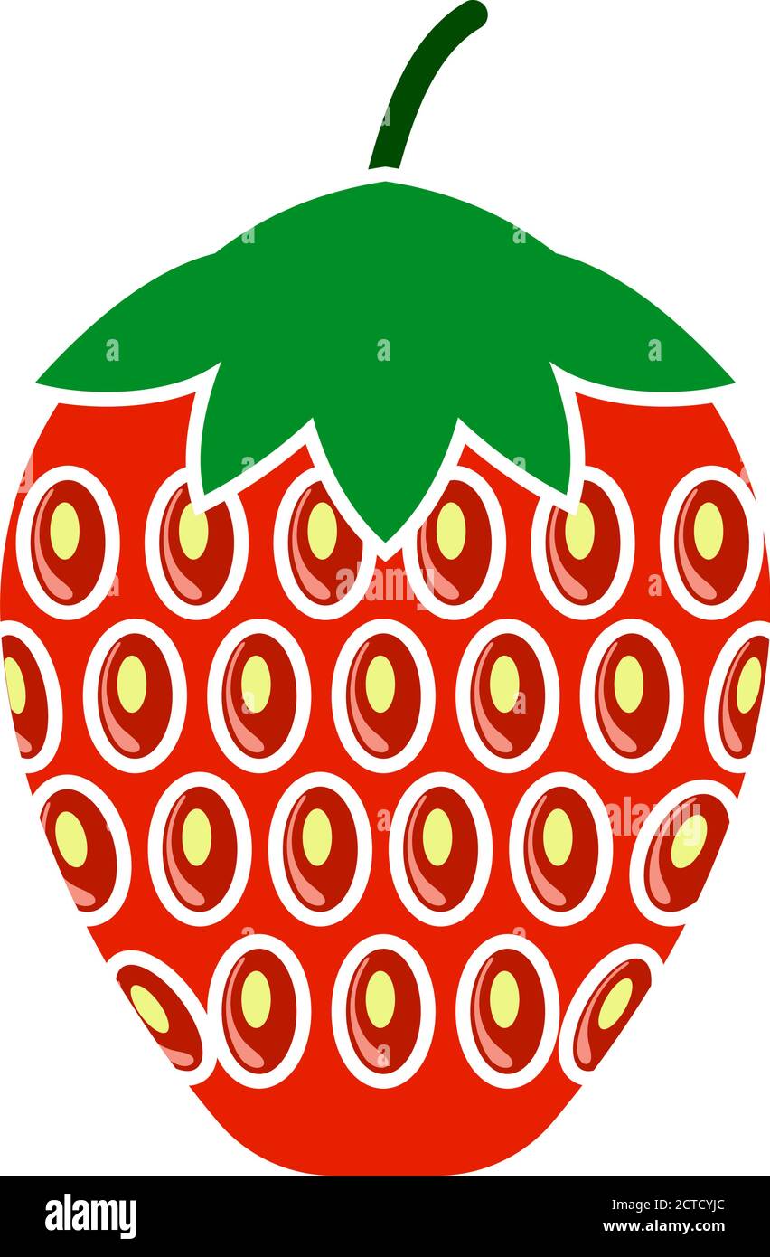Icon Of Strawberry In Ui Colors. Flat Color Design. Vector Illustration ...