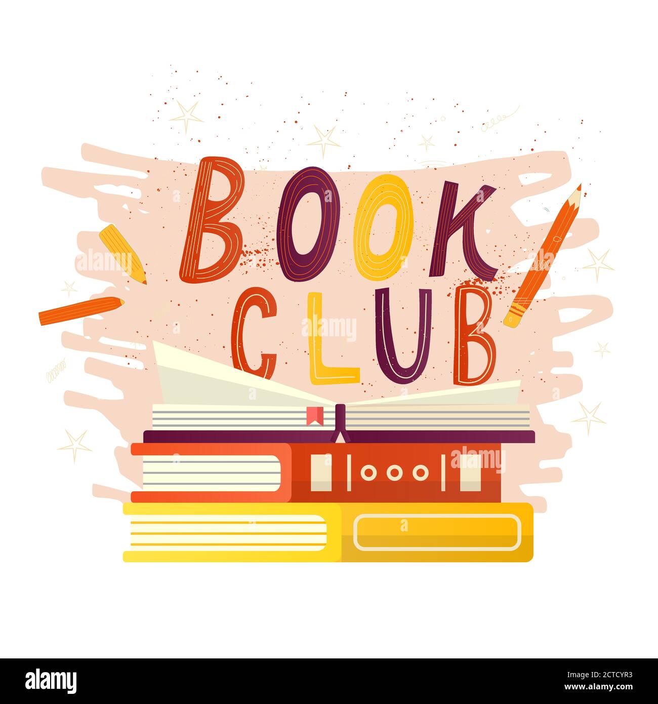 Hand drawn lettering Book club inscription for invitation and greeting ...