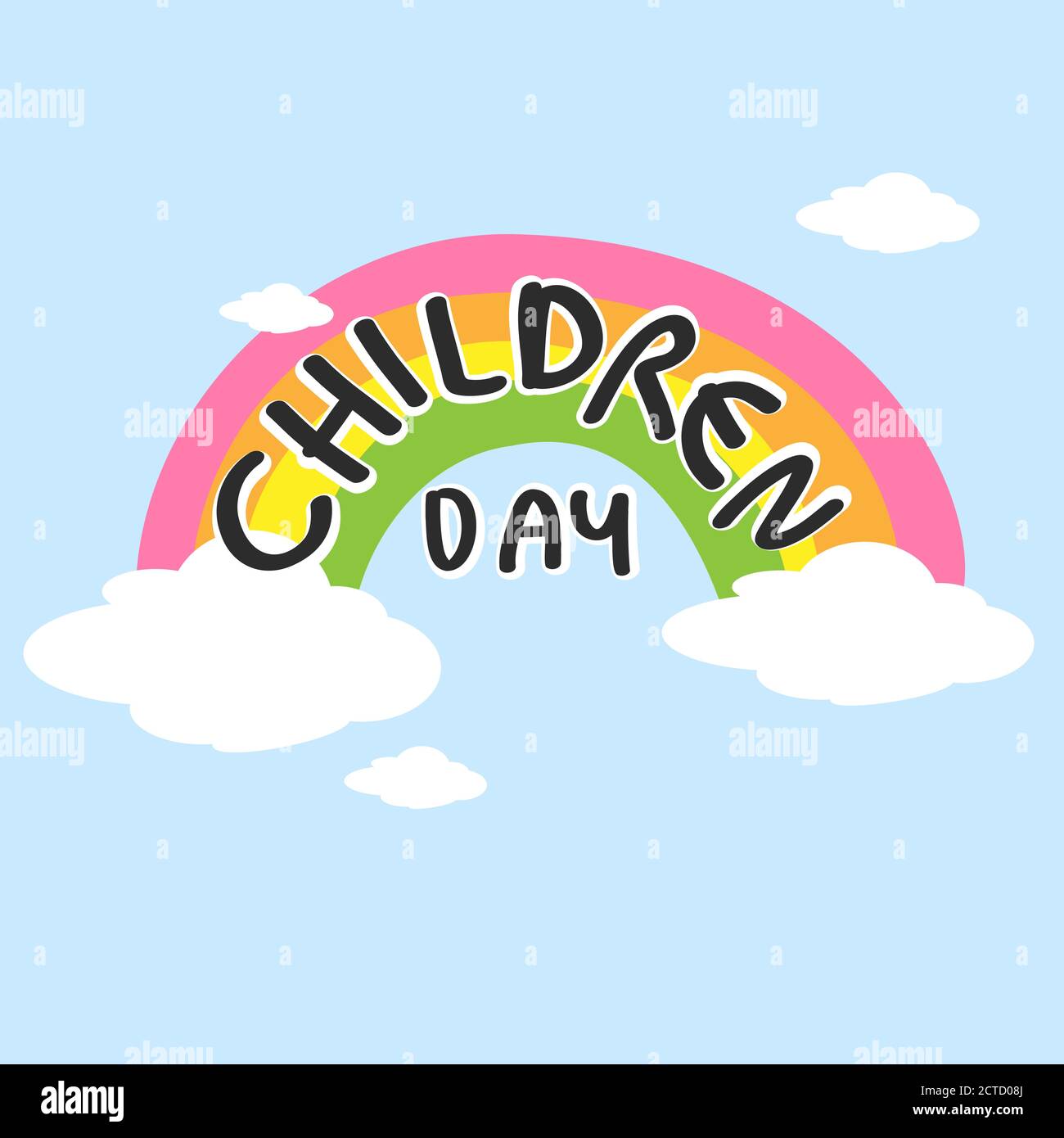 Happy Children's Day greeting card. Doodle letters on white background ...