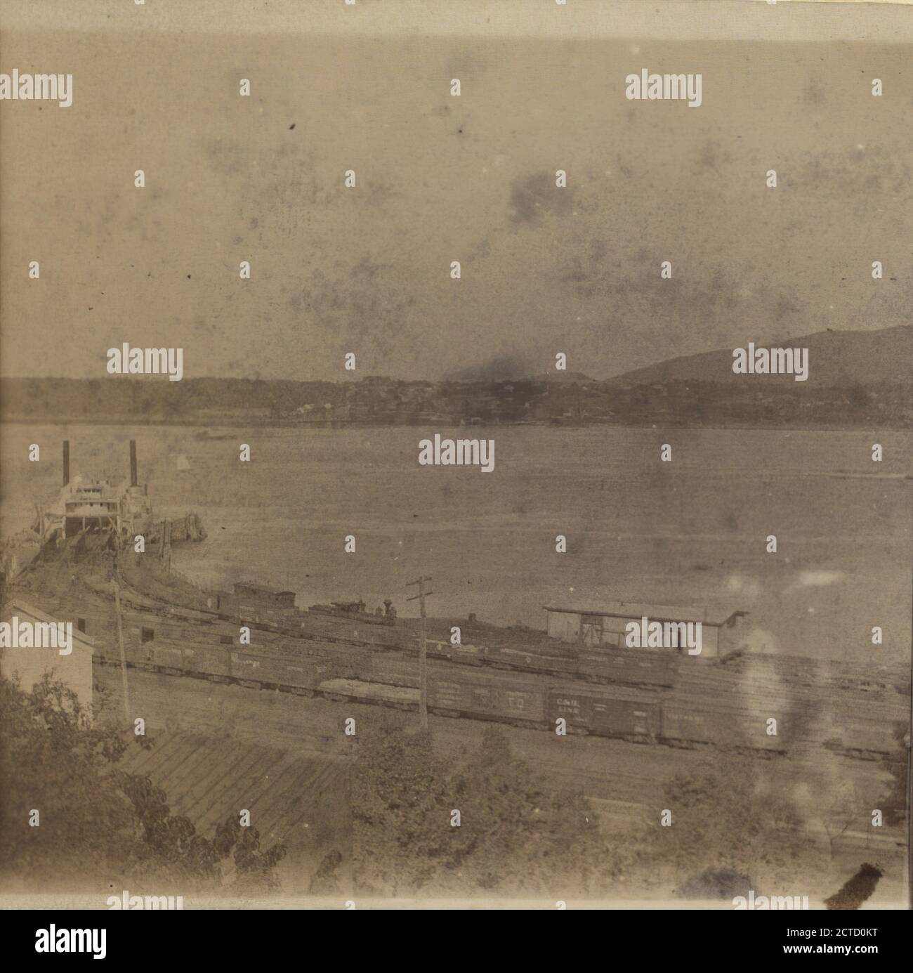 Trains at end of tracks., 1860, New York (State), Newburgh (N.Y Stock ...